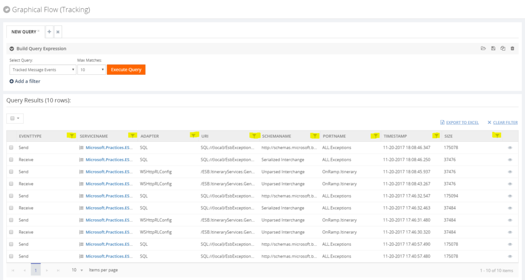 Implementation of Grid Column Filtering and Export to Excel in BizTalk360
