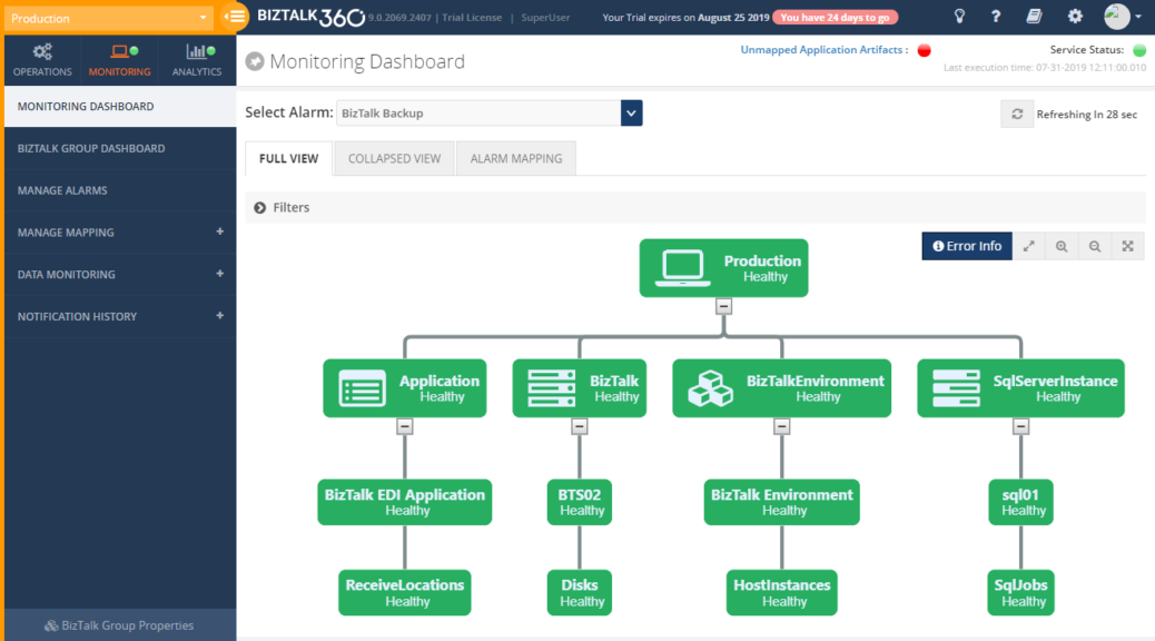 BizTalk360 Alarm Configuration