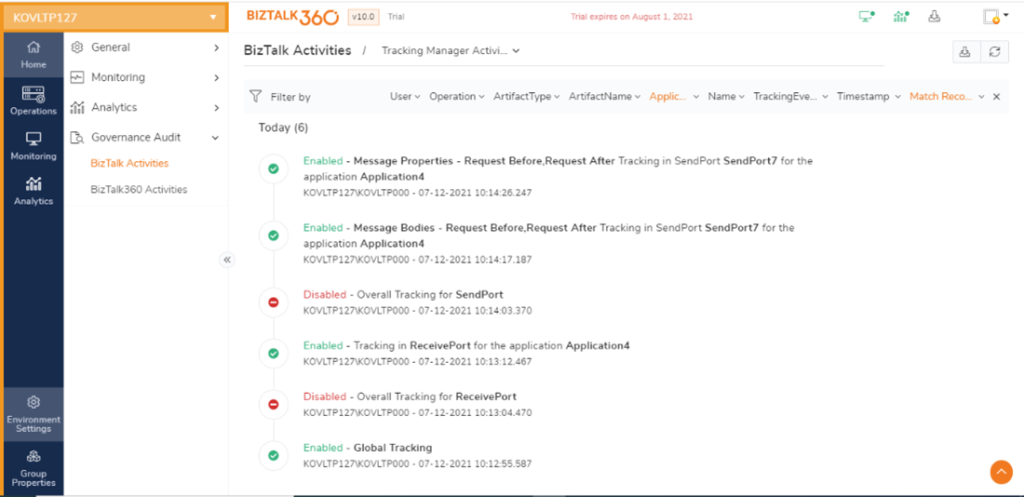 Governance Audit for Logic Apps and Tracking Manager | BizTalk360