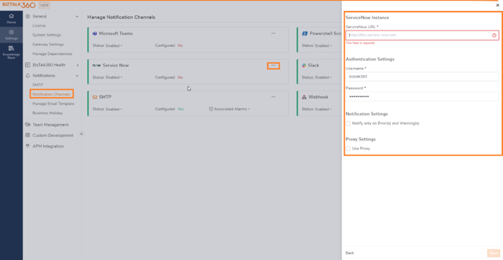 Custom Notification Channel Updates in v10 | BizTalk360